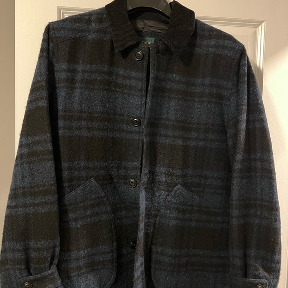 J. Crew | Jackets & Coats | J Crew Black And Blue Plaid Military Jacket | Poshmark